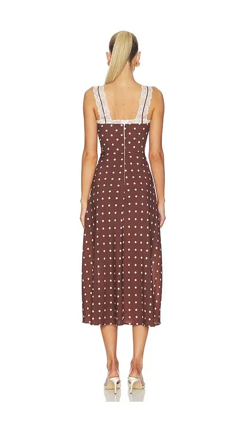 ROWEN ROSE Polka Dots Lace Trim Dress