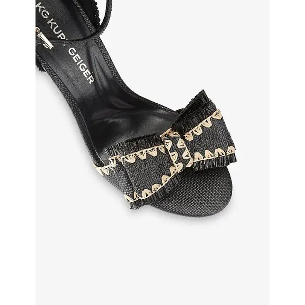 Kurt Geiger Robbie Raffia Heeled Sandals - Black