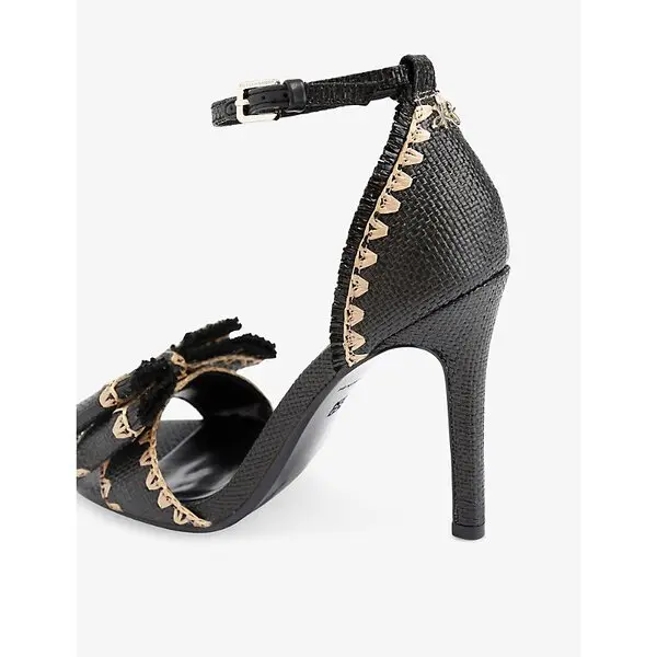 Kurt Geiger Robbie Raffia Heeled Sandals - Black