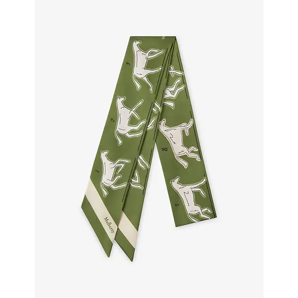 Mulberry Chalk Horse Printed Skinny Woven Scarf - Fern-chalk