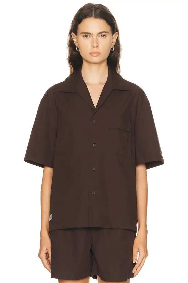 ENTIRE STUDIOS Short Sleeve Pajama Shirt - Brunette