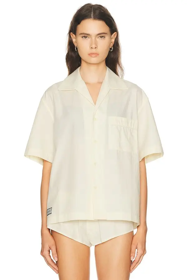 ENTIRE STUDIOS Short Sleeve Pajama Shirt - Off White