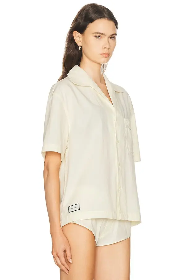 ENTIRE STUDIOS Short Sleeve Pajama Shirt - Off White