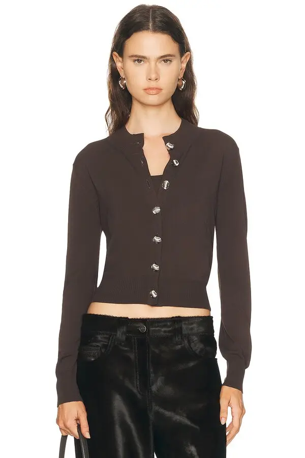 Brandon Maxwell Aubrey Cardigan - Truffle