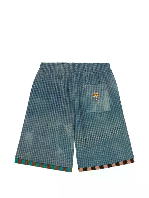BARROW Check Logo Shorts - Blue