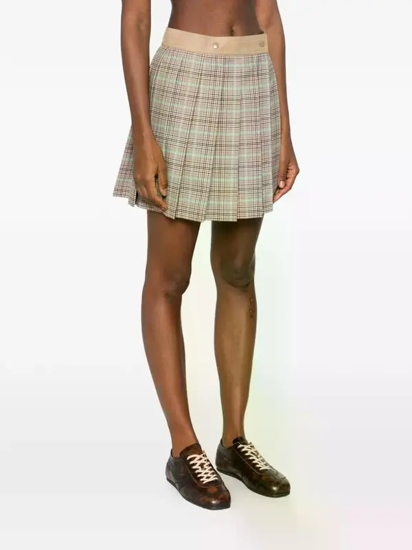 Moncler Pleated Checkered Mini Skirt - Brown