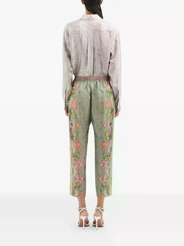 PIERRE-LOUIS MASCIA Floral Print Silk Drawstring Trousers