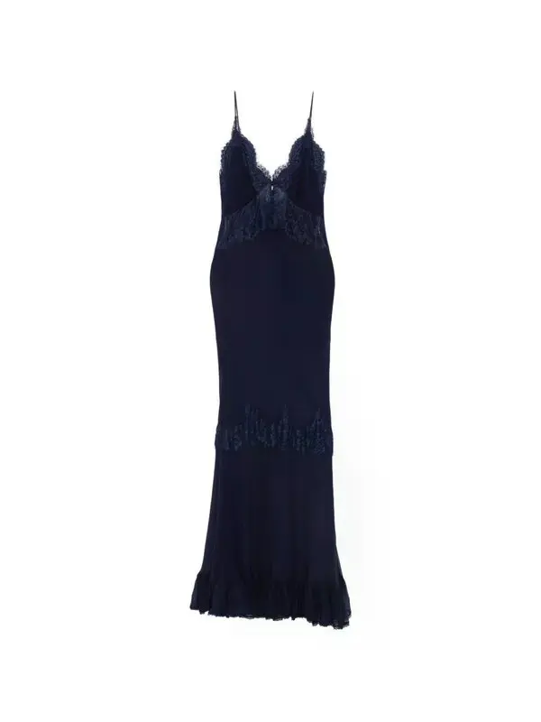 SELF-PORTRAIT Lace Detail Maxi Dress - Blue