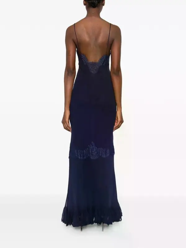 SELF-PORTRAIT Lace Detail Maxi Dress - Blue