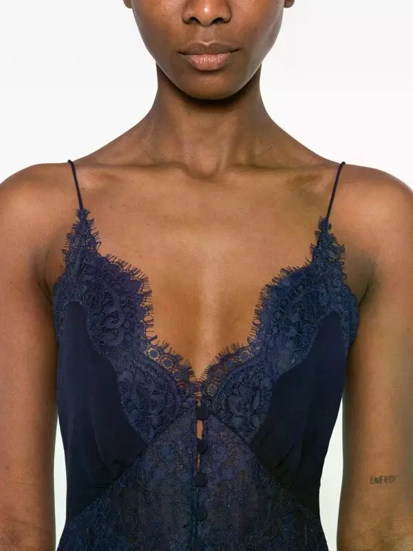 SELF-PORTRAIT Lace Detail Maxi Dress - Blue