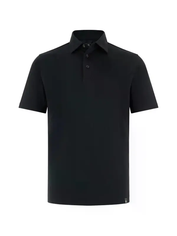 Boggi Milano Branded-button Short-sleeve Polo Shirt - Black