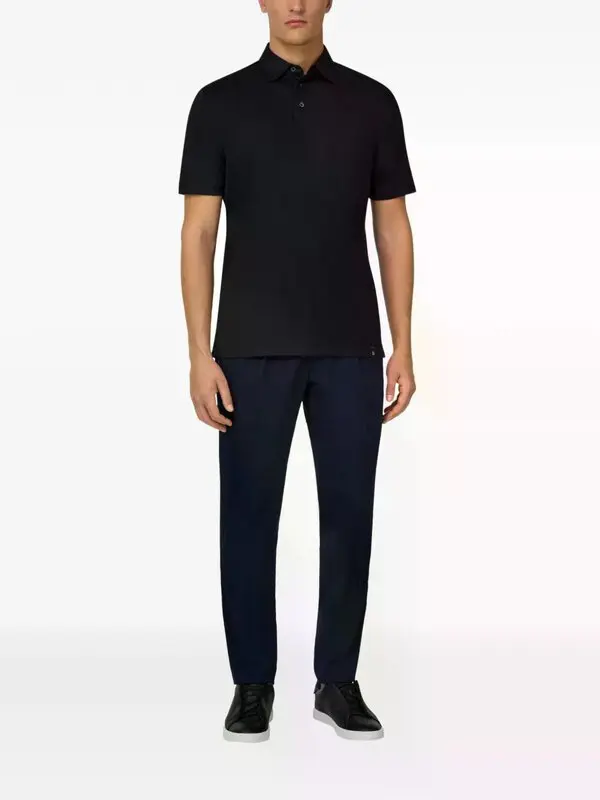 Boggi Milano Branded-button Short-sleeve Polo Shirt - Black