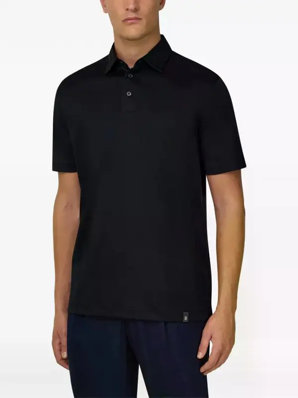 Boggi Milano Branded-button Short-sleeve Polo Shirt - Black