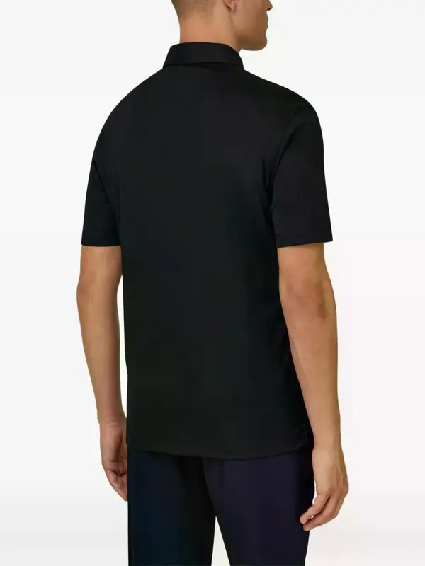 Boggi Milano Branded-button Short-sleeve Polo Shirt - Black
