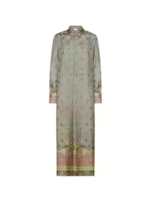 PIERRE-LOUIS MASCIA Botanical-print Maxi Shirt Dress - Green