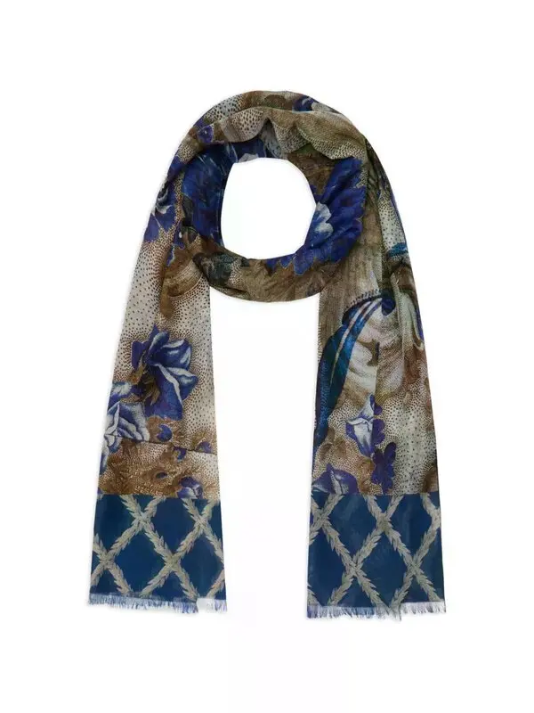 PIERRE-LOUIS MASCIA Hawnbci Floral-print Scarf - Blue