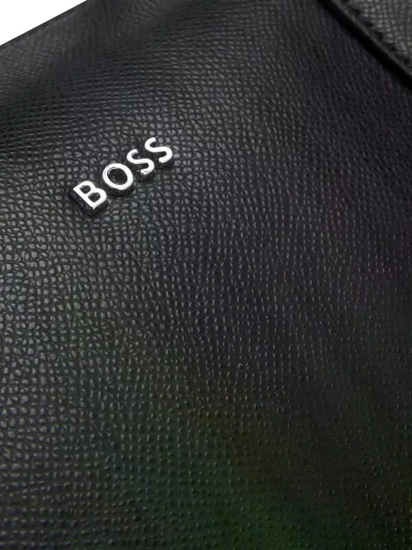 BOSS Leather Zip Laptop Bag