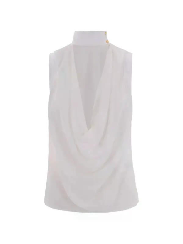 Elisabetta Franchi Draped Sleeveless Blouse - White