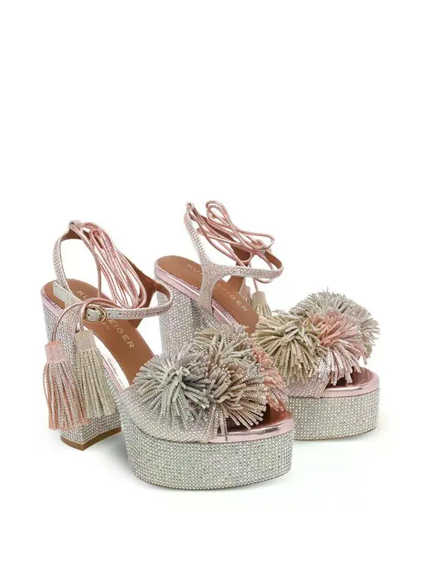Kurt Geiger Strass Tassel Platform Sandals - Silver