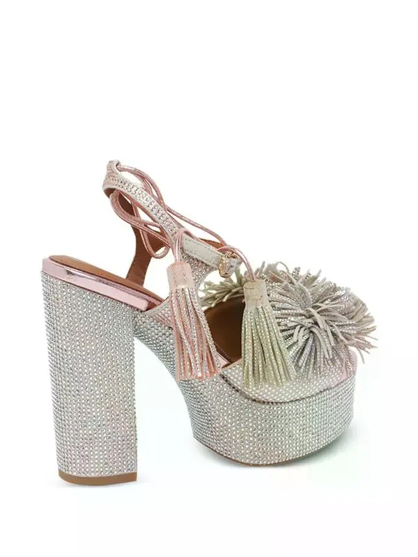 Kurt Geiger Strass Tassel Platform Sandals - Silver