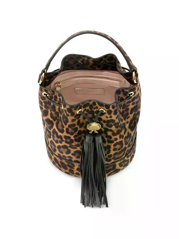 GIANVITO ROSSI Leopard Print Sienna Bucket Bag