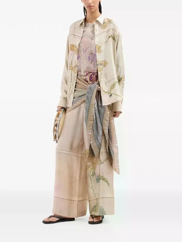 PIERRE-LOUIS MASCIA Floral-print Button-up Shirt - Neutrals