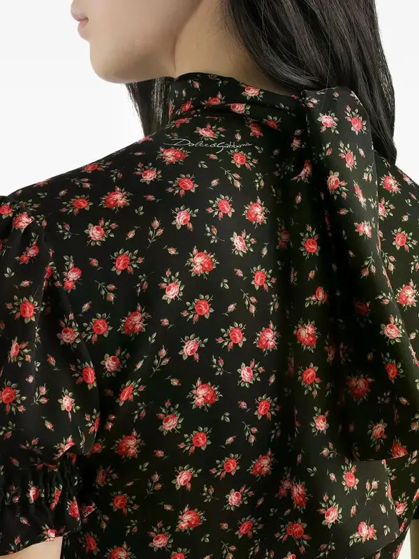 Dolce & Gabbana Floral High-neck Blouse