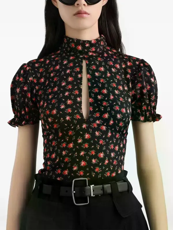 Dolce & Gabbana Floral High-neck Blouse