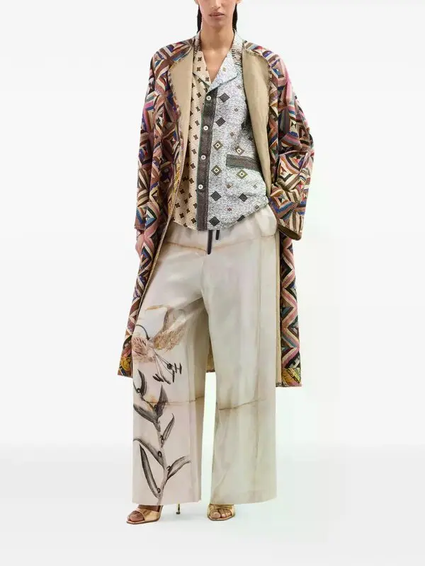 PIERRE-LOUIS MASCIA Floral-detail Trousers - Neutrals
