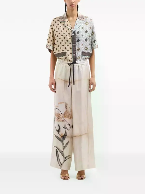 PIERRE-LOUIS MASCIA Floral-detail Trousers - Neutrals