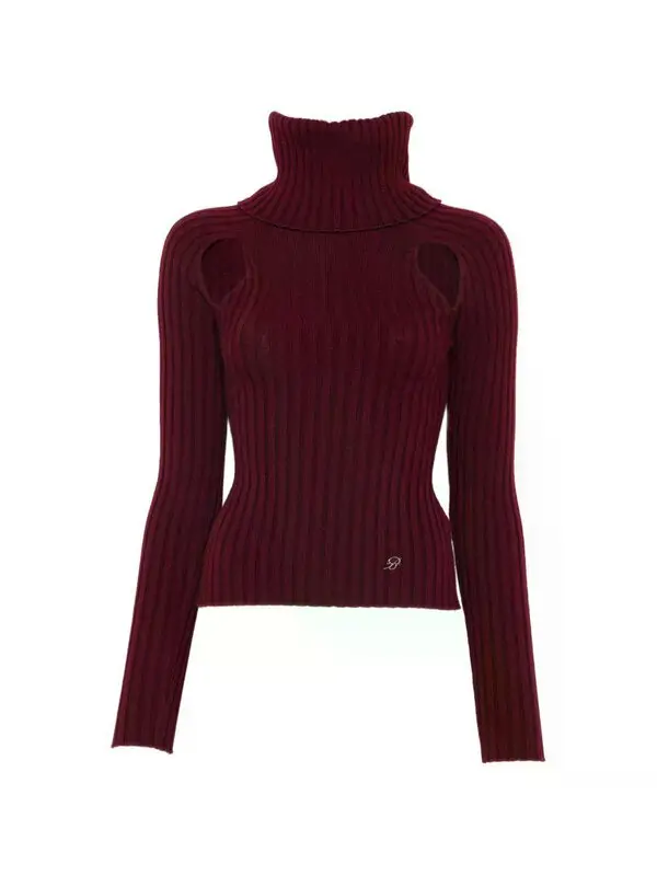 Blumarine Turtleneck Ribbed Knit Sweater