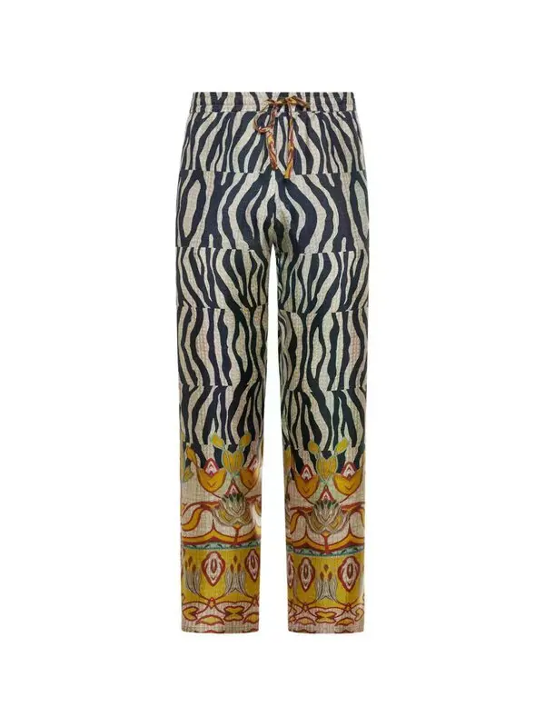 PIERRE-LOUIS MASCIA Aloe Zebra-print Trousers - Neutrals