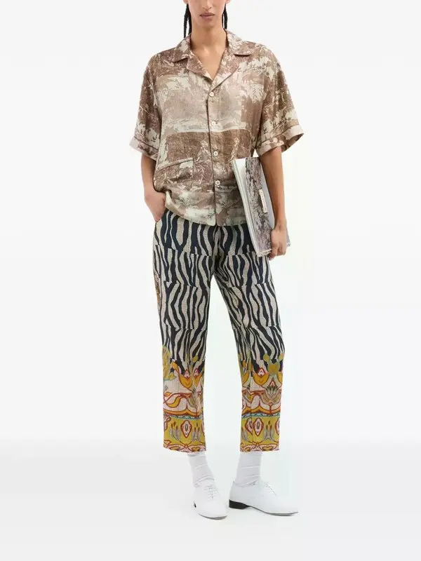 PIERRE-LOUIS MASCIA Aloe Zebra-print Trousers - Neutrals
