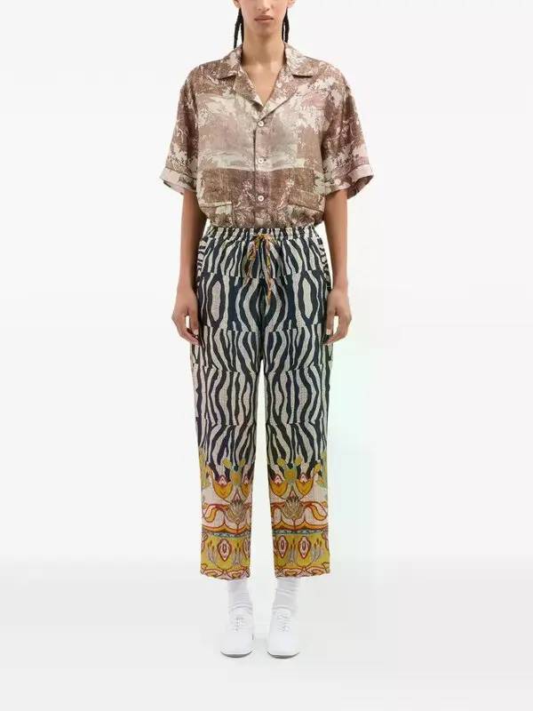 PIERRE-LOUIS MASCIA Aloe Zebra-print Trousers - Neutrals