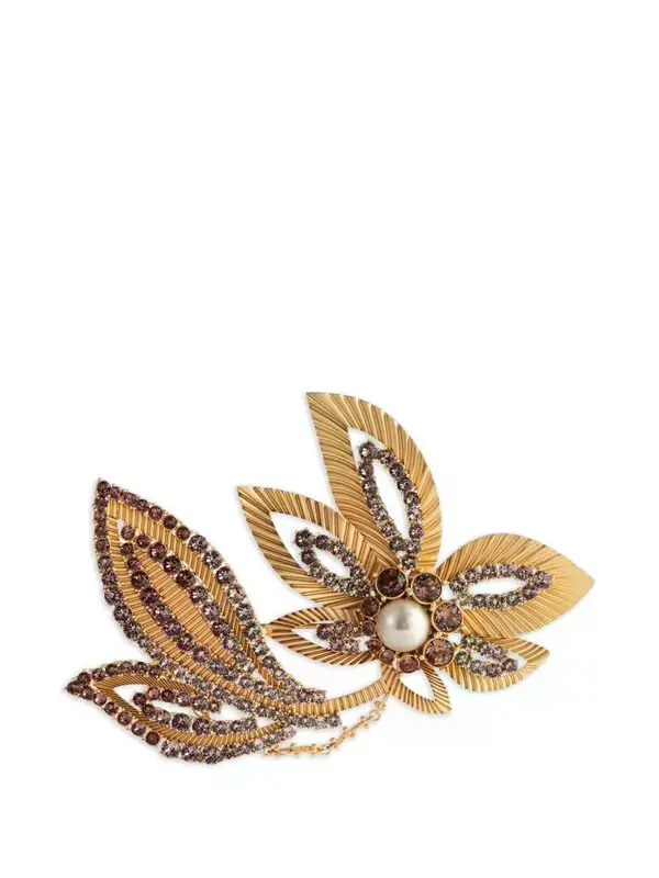 Dolce & Gabbana Leaf Embellished Brooch - Gold
