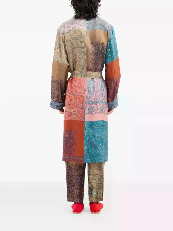 PIERRE-LOUIS MASCIA Patchwork-print Silk Coat