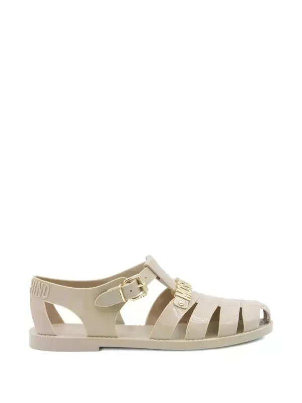Moschino Logo Buckle Sandals - Neutrals