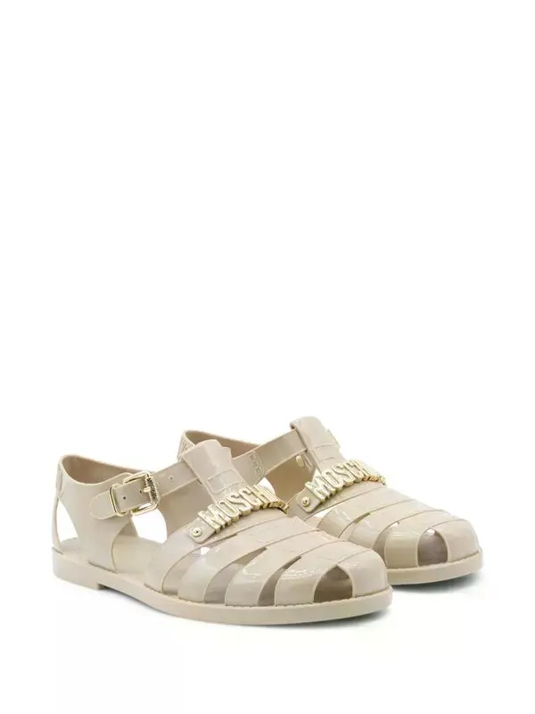 Moschino Logo Buckle Sandals - Neutrals
