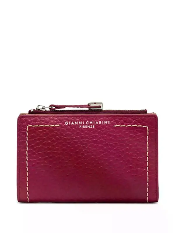 GIANNI CHIARINI Zip Topstitch Wallet - Red