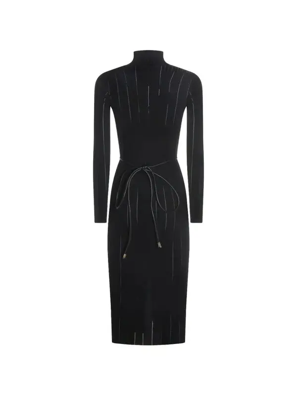 Elisabetta Franchi Openwork Knit Dress With Belt