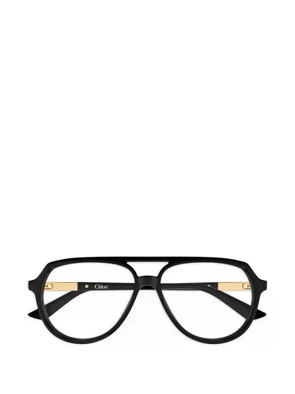 Chloé Pilot-frame Glasses With Logo Detail - Black