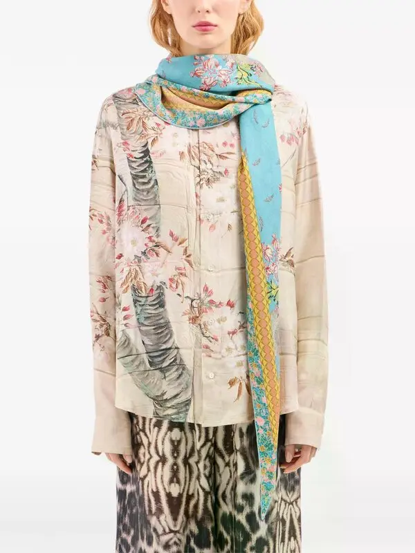 PIERRE-LOUIS MASCIA Floral-print Silk Scarf - Blue