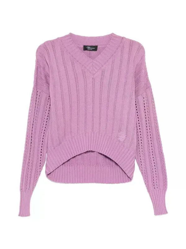 Blumarine V-neck Openwork Sweater