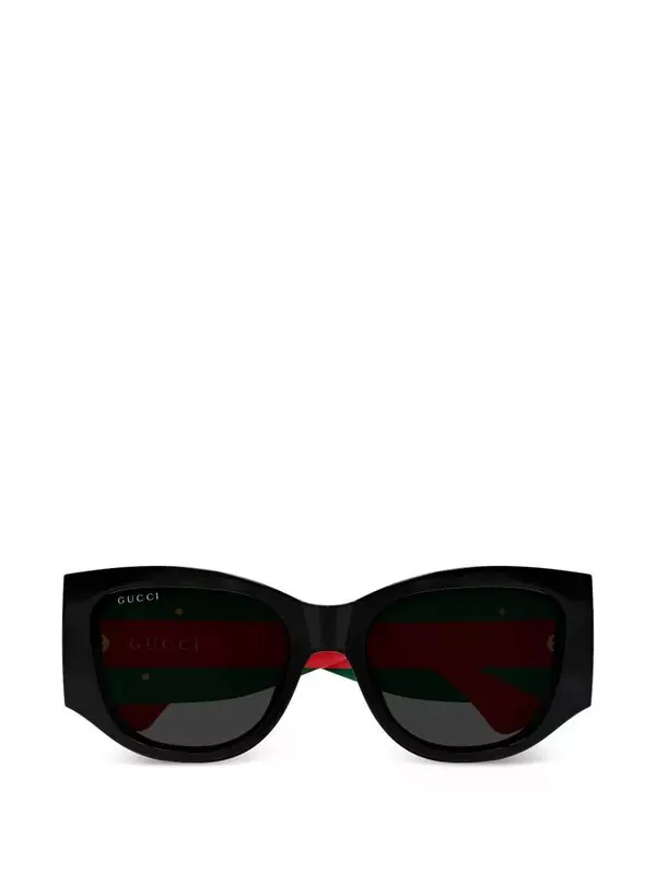Gucci Stripe Logo Geometric Sunglasses - Black