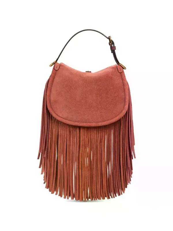 Etro Small Suede Pony Bag With Fringes - Red