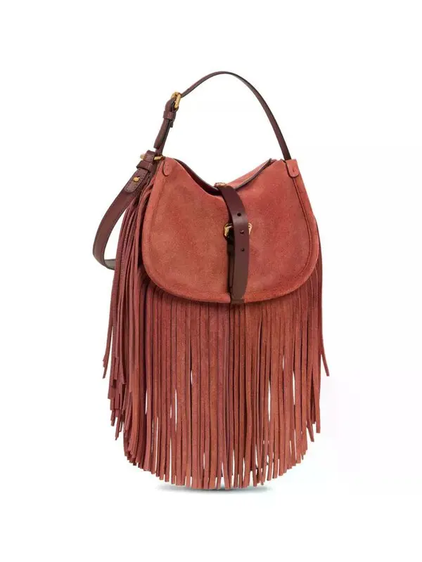 Etro Small Suede Pony Bag With Fringes - Red