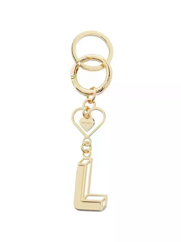 LANCEL Logo Heart Keyring - Gold