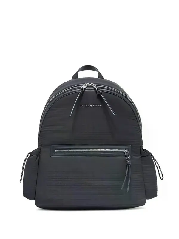 Emporio Armani Zipped Backpack With Drawstring Detail - Black