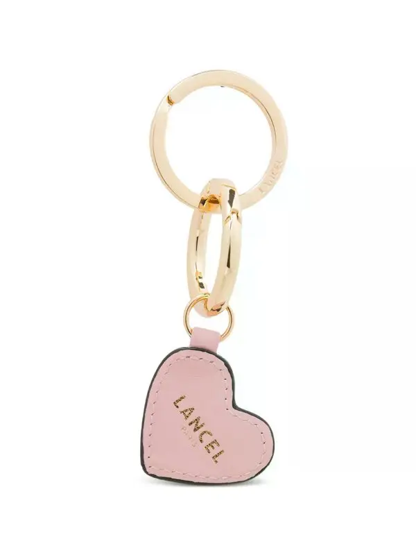 LANCEL Leather Heart Keychain - Gold