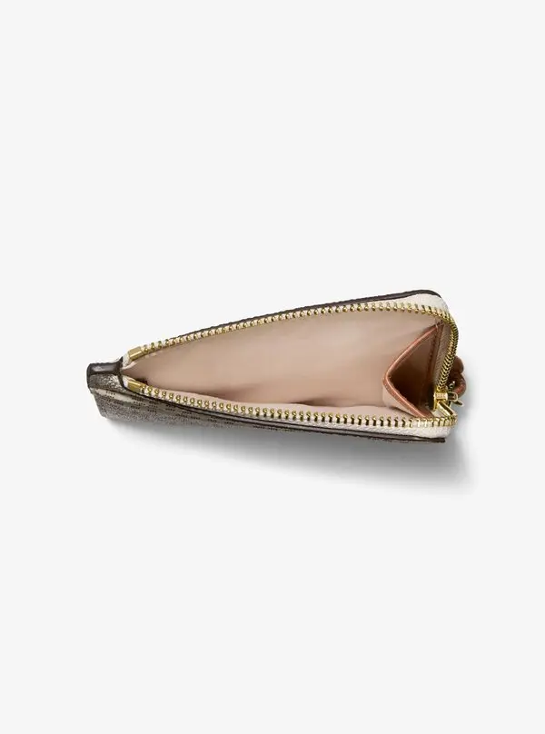 Michael Kors Jet Set Small Signature Logo Card Case Wristlet In By - Natural
